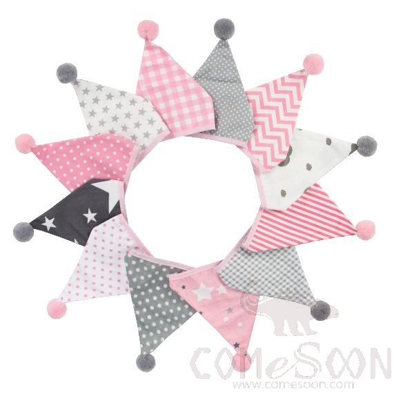 12 Double Layered Fur Ball Fabric Flag, L3.2m | COMESOON